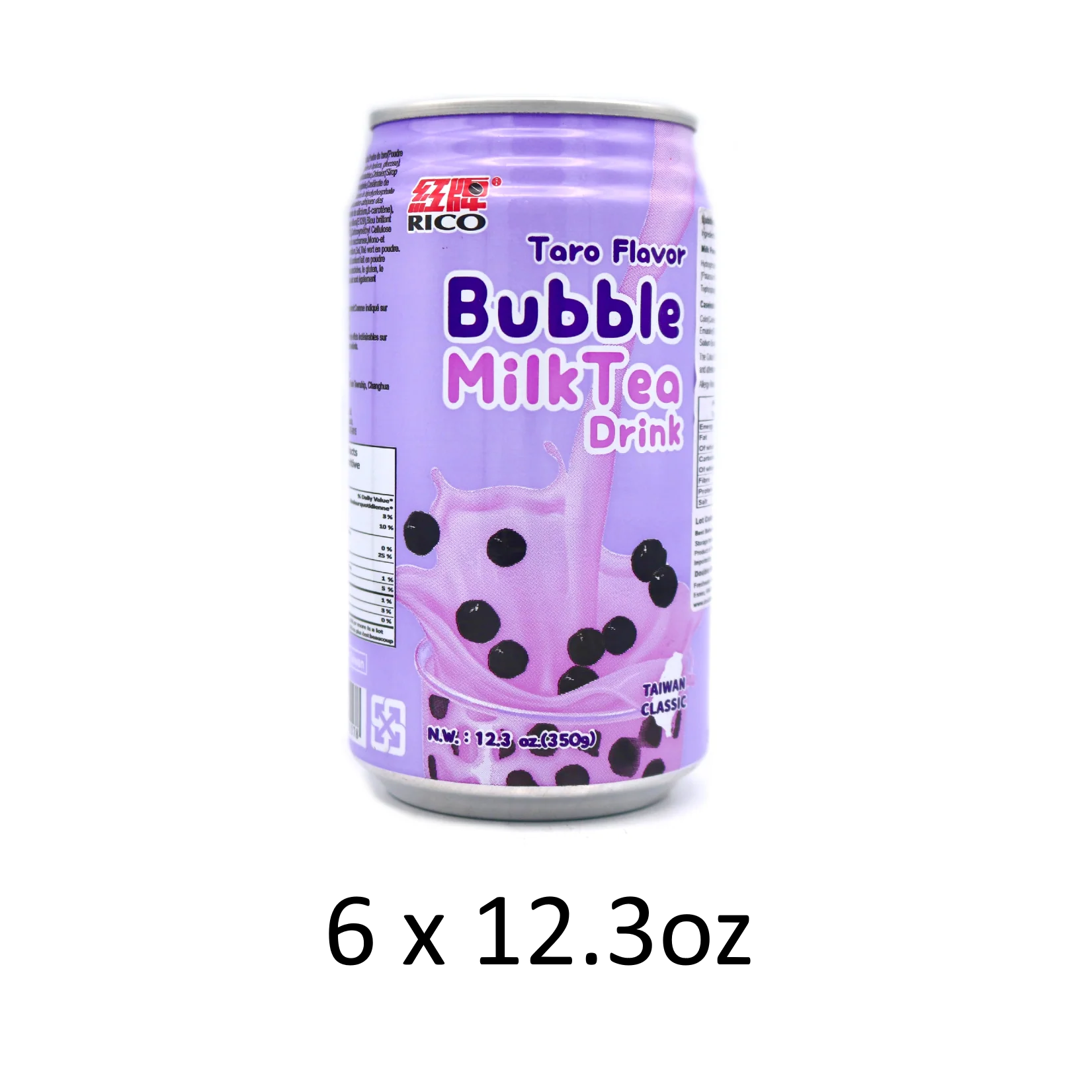 Rico Boba Bubble Milk Tea Drink Taro Flavor 12.3oz pack of 6 - Weee!