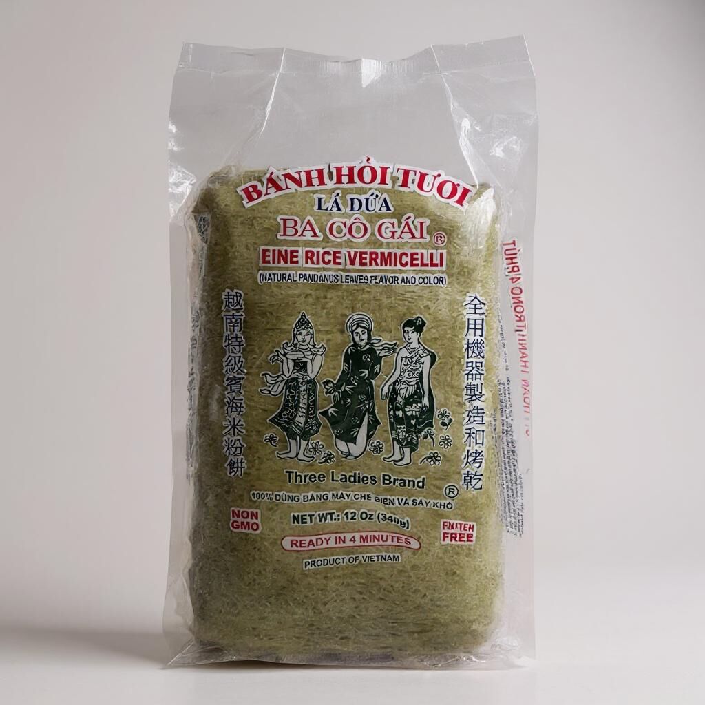 Get Three Ladies Brand Rice Vermicelli - Pandan flavor Delivered | Weee ...