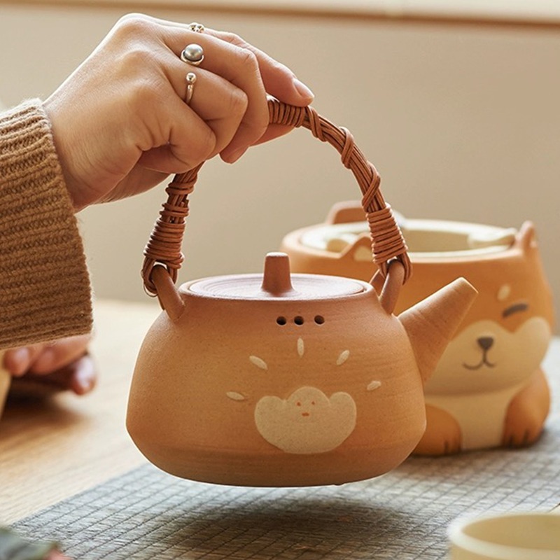 Get Small Ceramic Stove Tea Pot Set for Indoor Home Lift Handle Pot ...