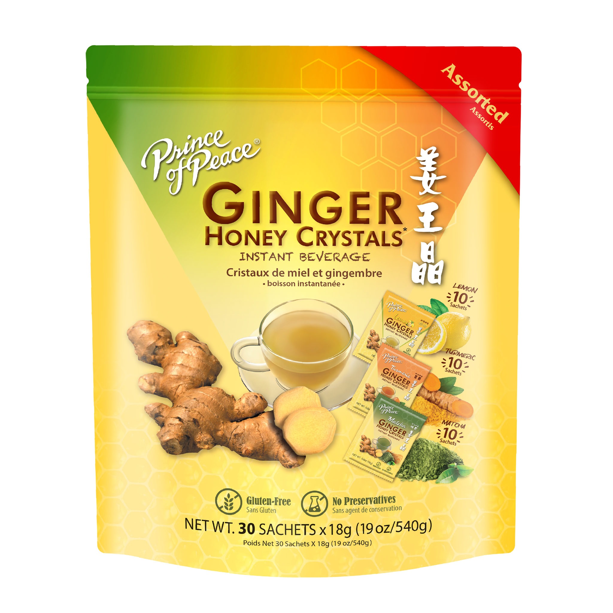Get Ginger Honey Crystal Assorted (Lemon, Turmeric, Matcha), 30 sachets ...