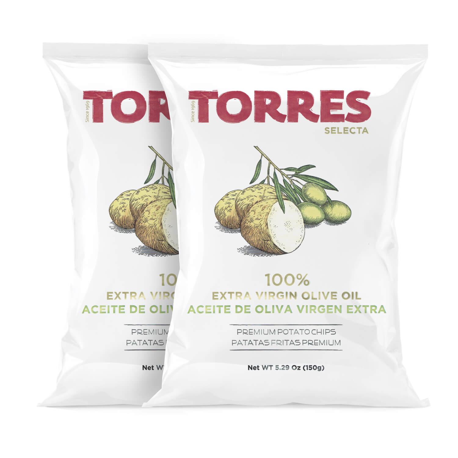 Torres Selecta 100% Extra Virgin Olive Oil Premium Potato Chips (Pack ...