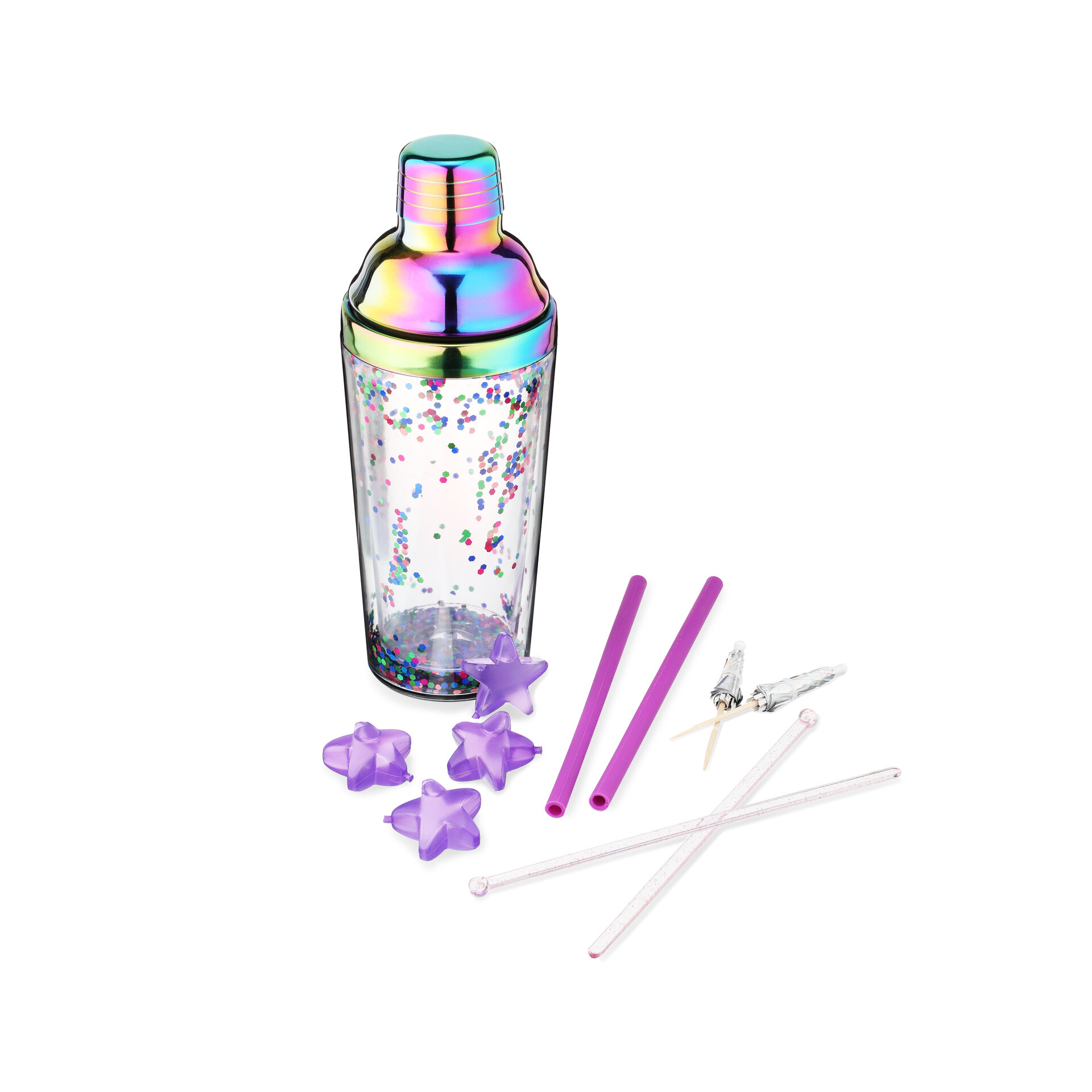 Get Blush Confetti Cute Barware Kit with Rainbow Iridescent Cobbler ...
