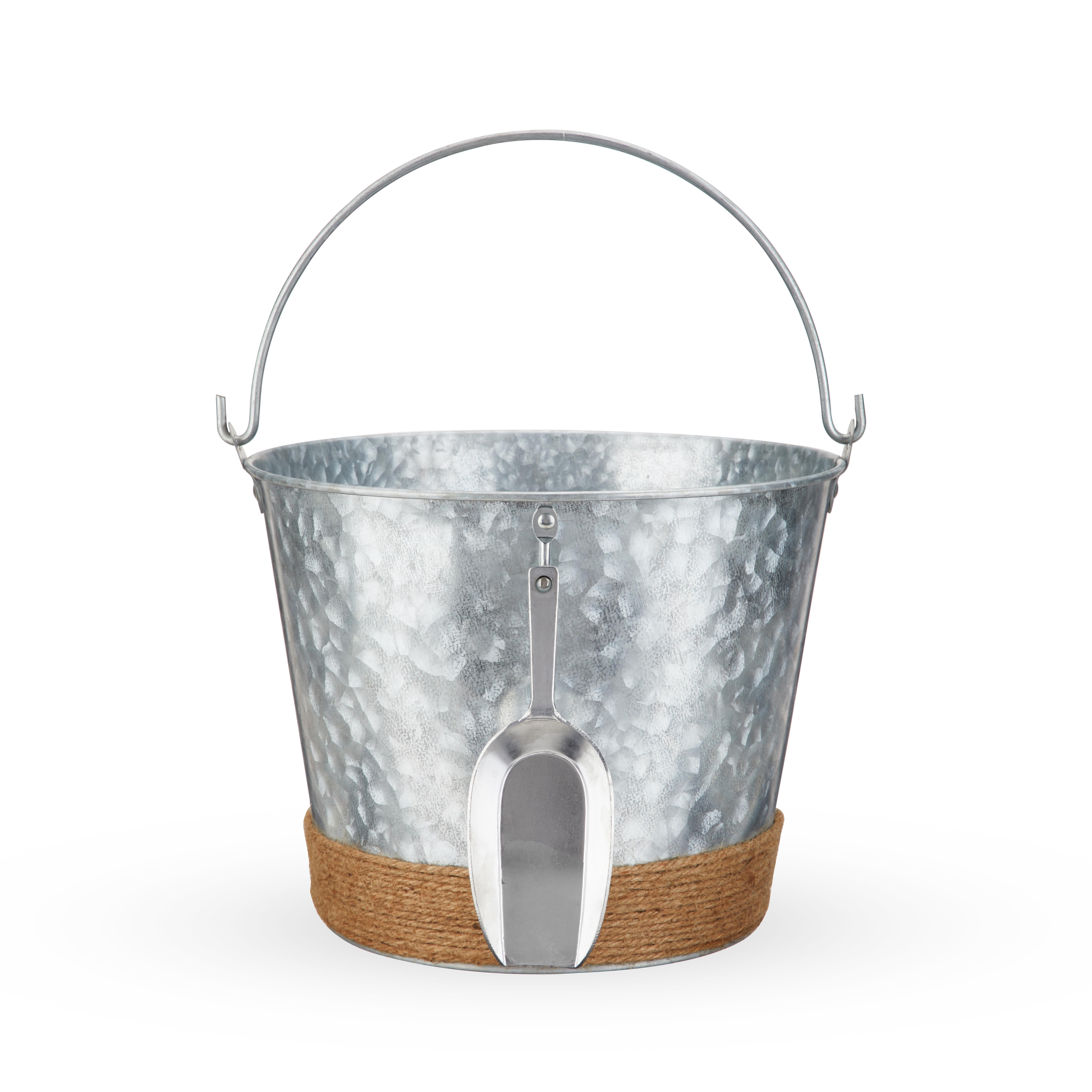 Get Twine Farmhouse Ice Bucket with Scoop - Beverage Tub Wrapped with ...