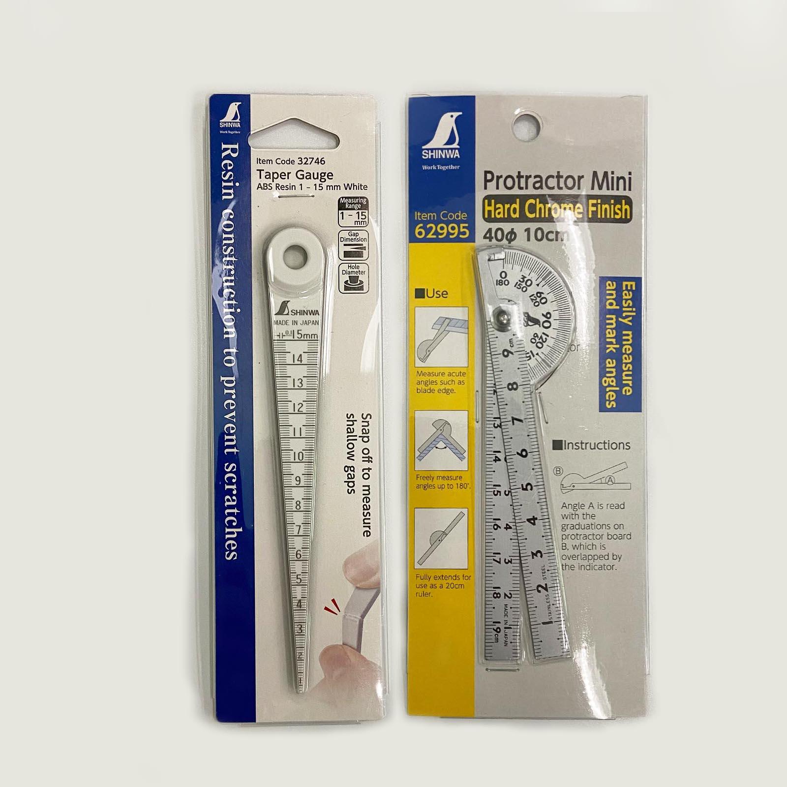 Get Shinwa Japanese Taper Gauge ABS Resin 1-15mm 1PC and Protractor ...