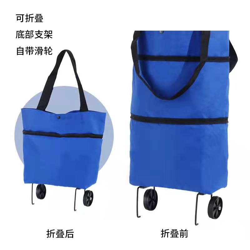 Get Portable Foldable Wheeled Cart for Grocery Shopping, Deep Blue ...