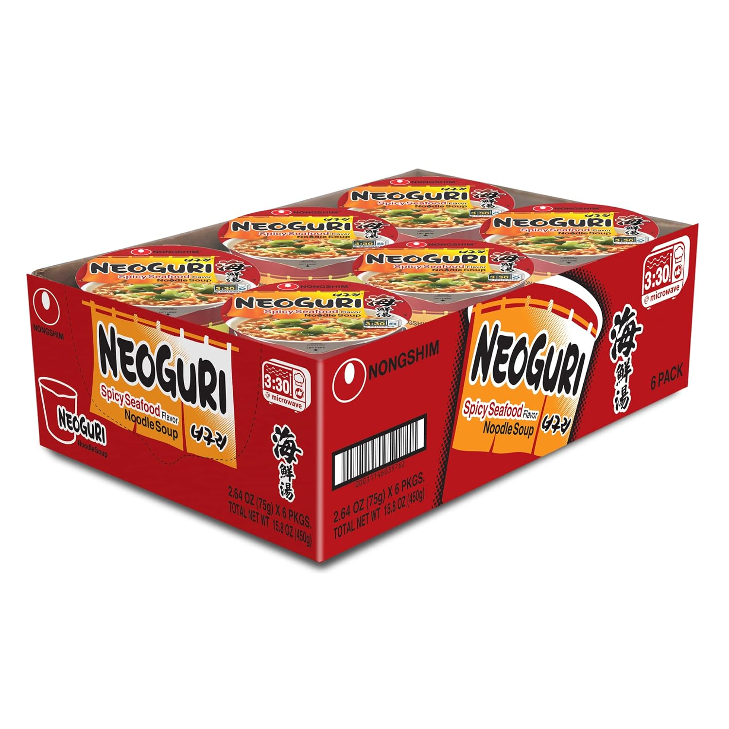 Get NONGSHIM Neoguri Cup Noodles Spicy Seafood Flavor 6 CUPS 450 g ...