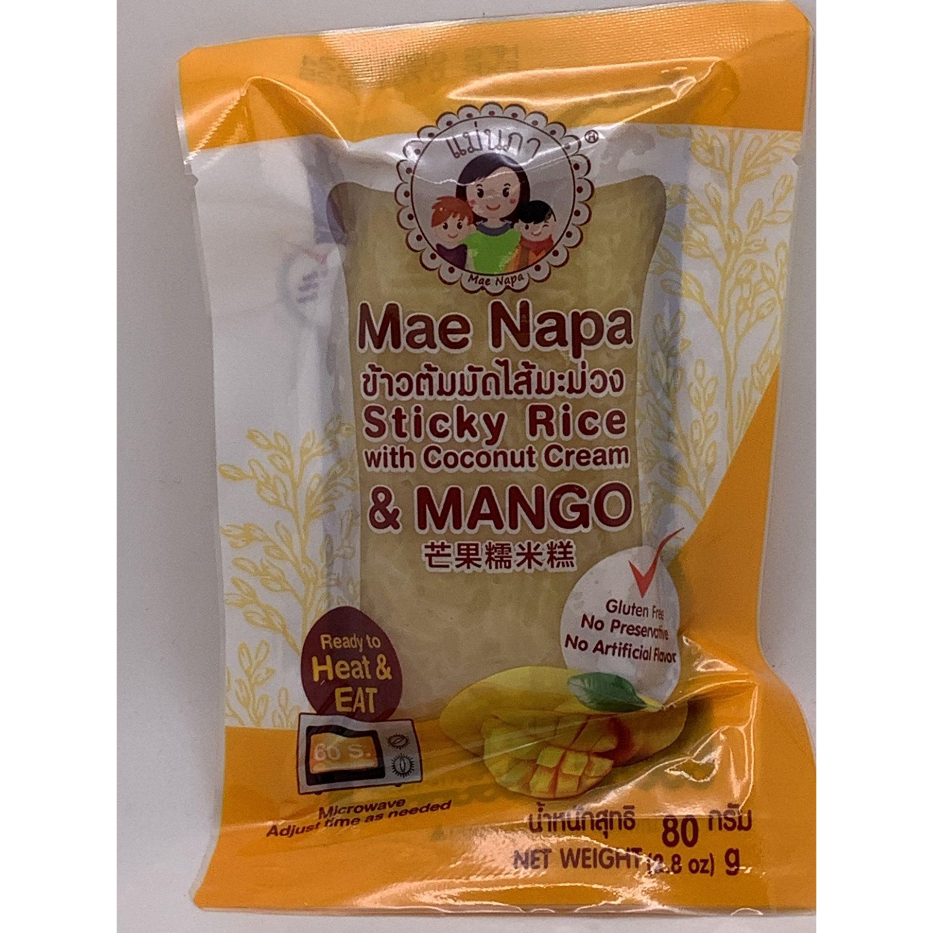 Mae Napa Sticky Rice w/Coconut Cream & Mango 80g - Weee!