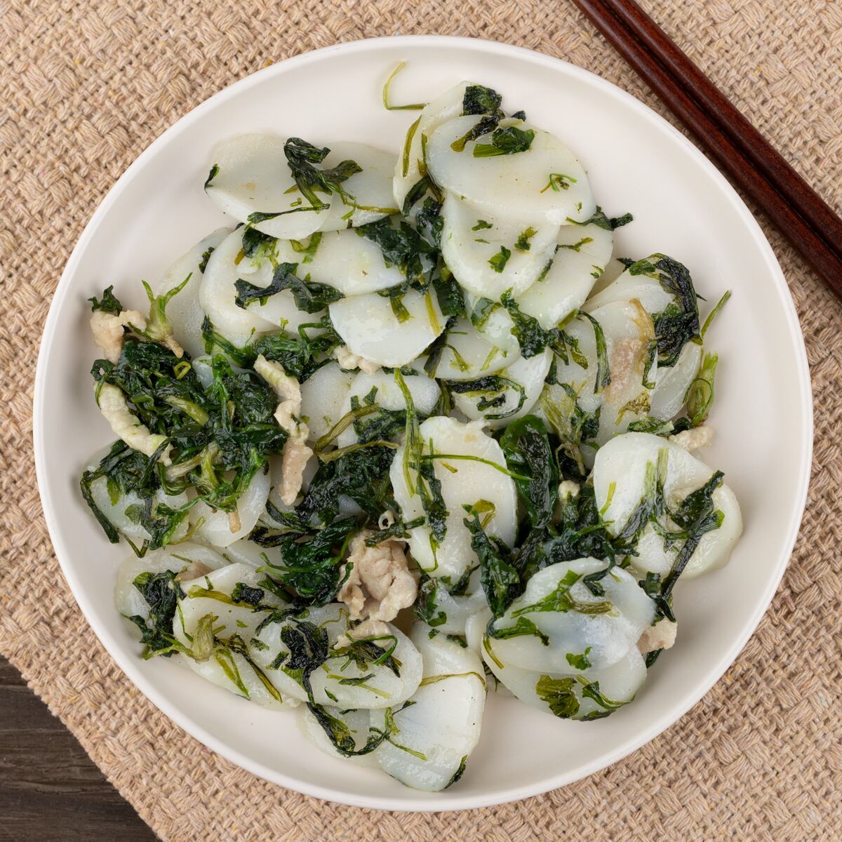 Shepherd's Purse & Pork Rice Cake Stir-Fry 350g - Weee!