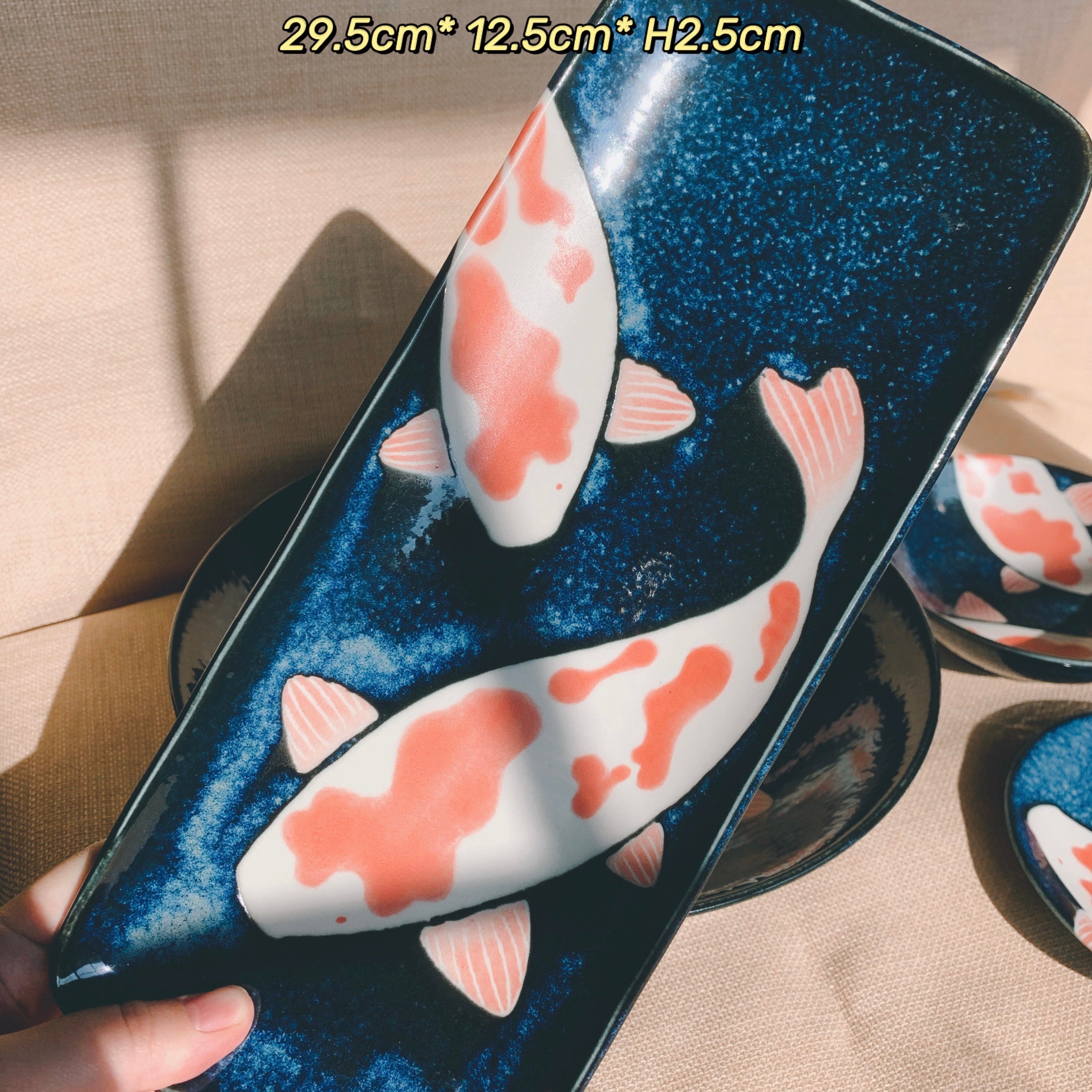 Mino ware Koi-Fish Long Corner Dish - one count - Weee!