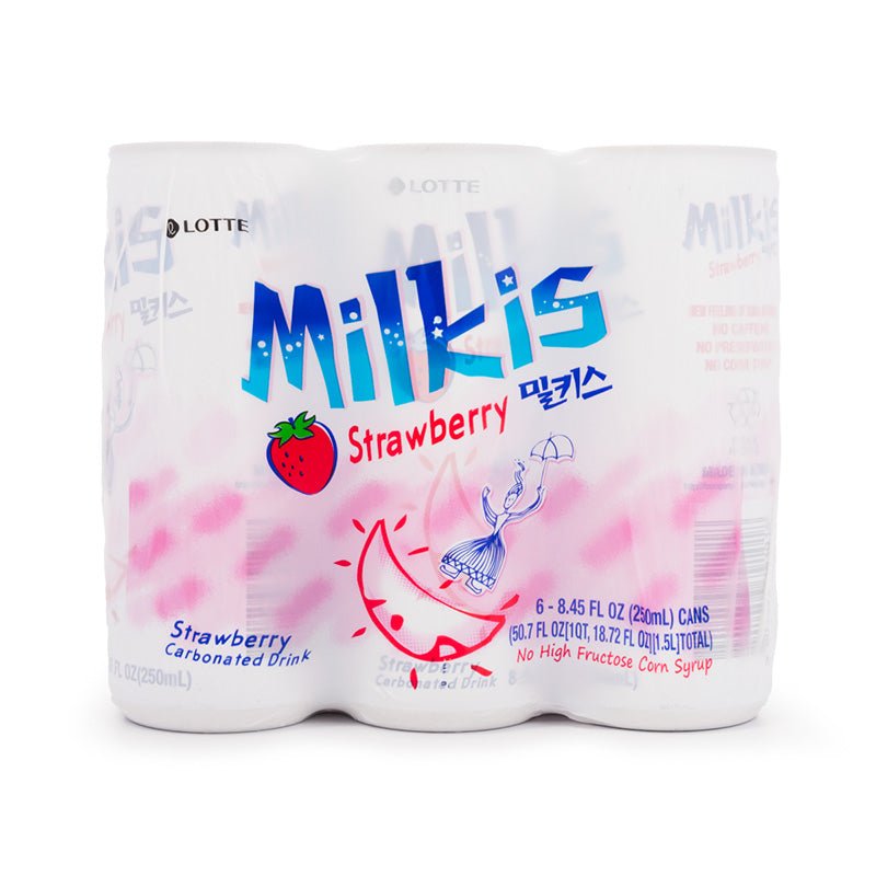 Lotte Milkis Carbonated Soft Drink, Strawberry Flavor, 8.45 fl oz 6 ...