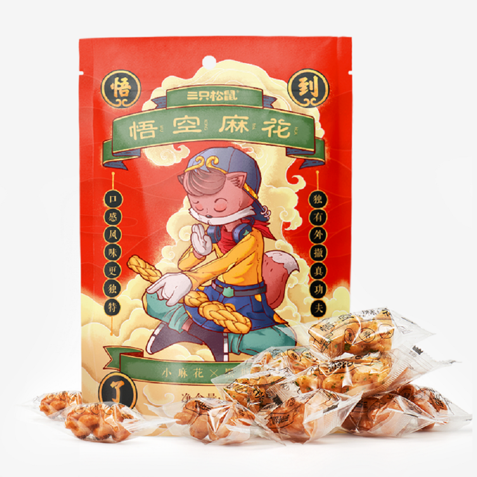 三只松鼠 悟空麻花（黑糖味）108g - Weee!