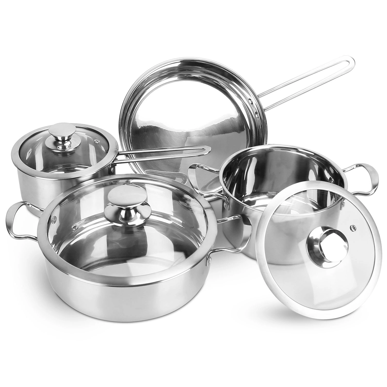Get Stainless Steel Cookware Set Fast Even Heat Induction Pots Pans Set ...