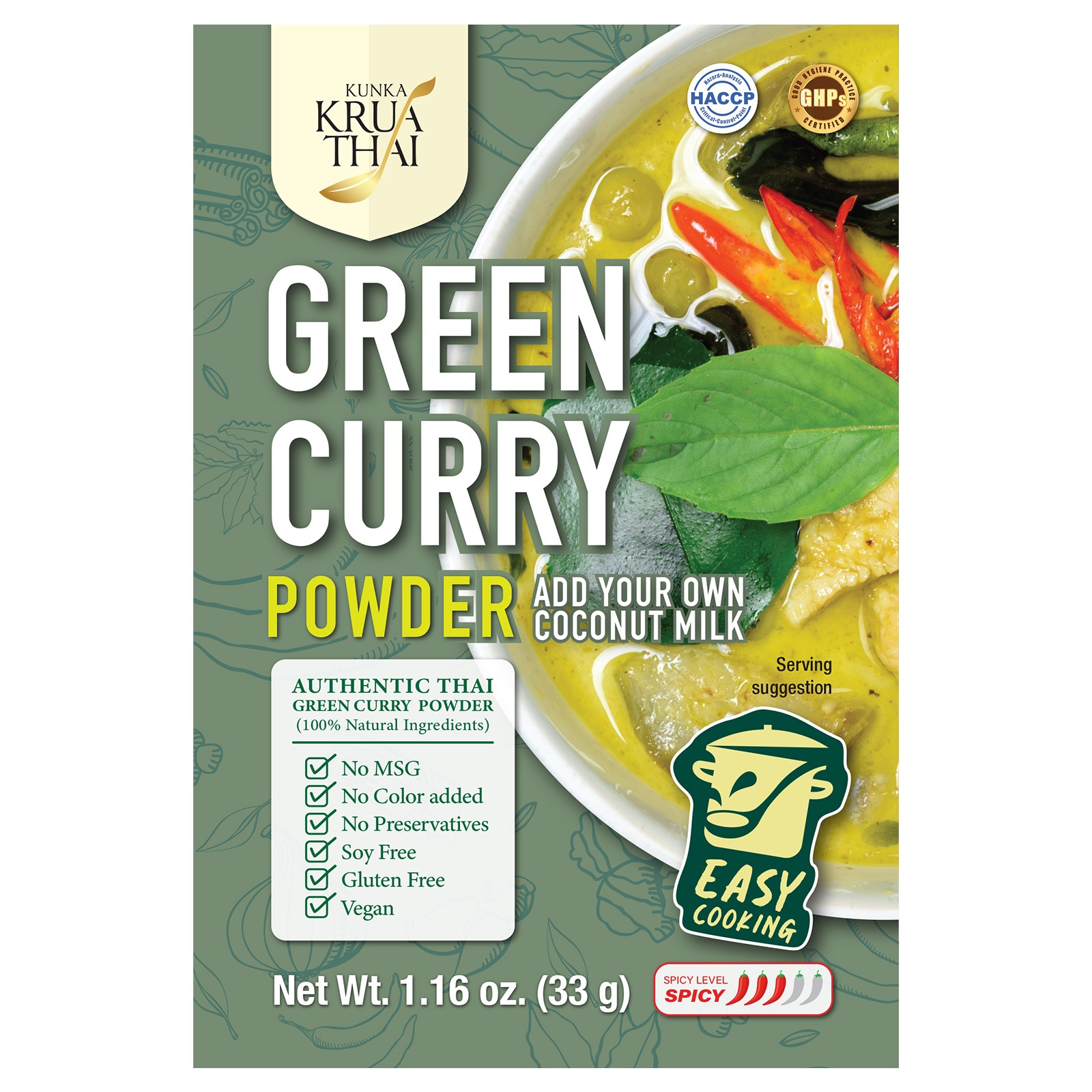 Kunka Krua Thai Authentic Thai Green Curry Powder 33 g - Weee!