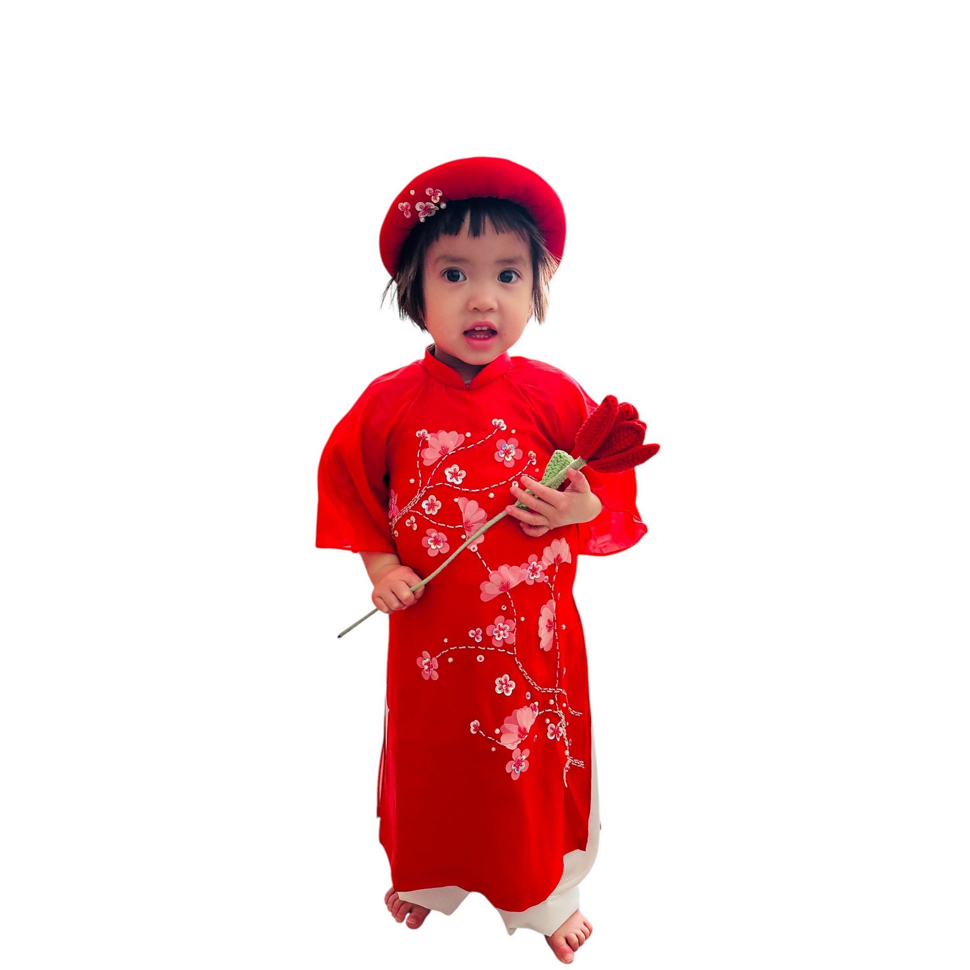 Red Ao Dai For Baby Girl | Girls Ao Dai H39 Size 6 - Weee!