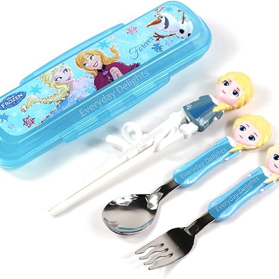 Get Disney Frozen Queen Elsa Kids Fork Spoon Flatware Utensil Case ...