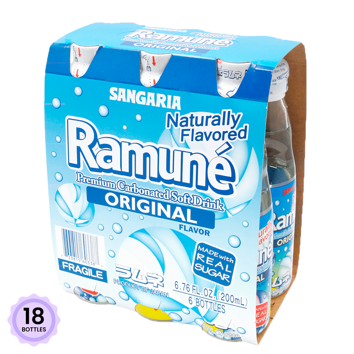 Get Sangaria Ramune Soft Drink, Original Flavor 200 ml*18 bottles ...