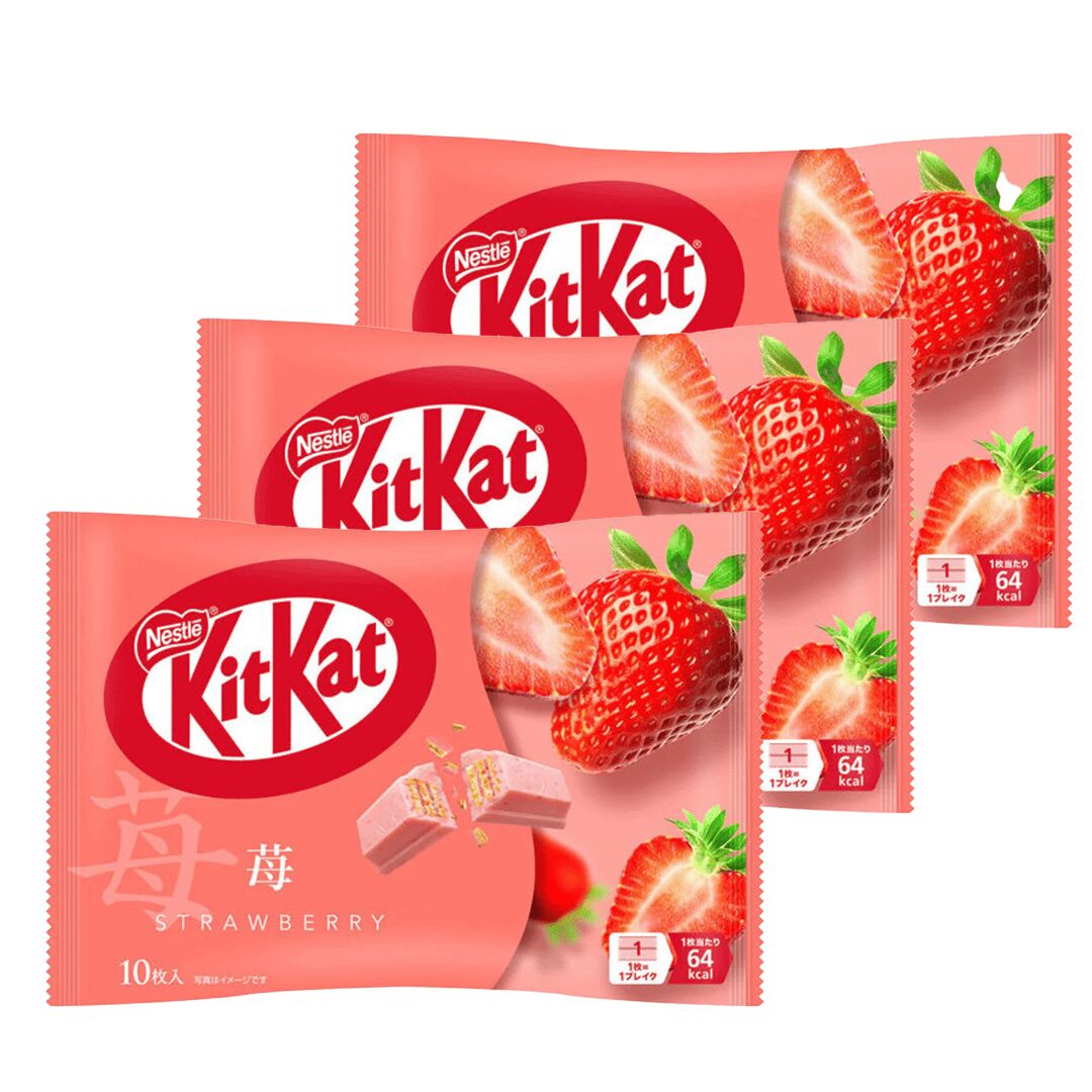 Get KitKat Chocolate Wafers Strawberry 10pc x 3 Pack 1 count Delivered ...