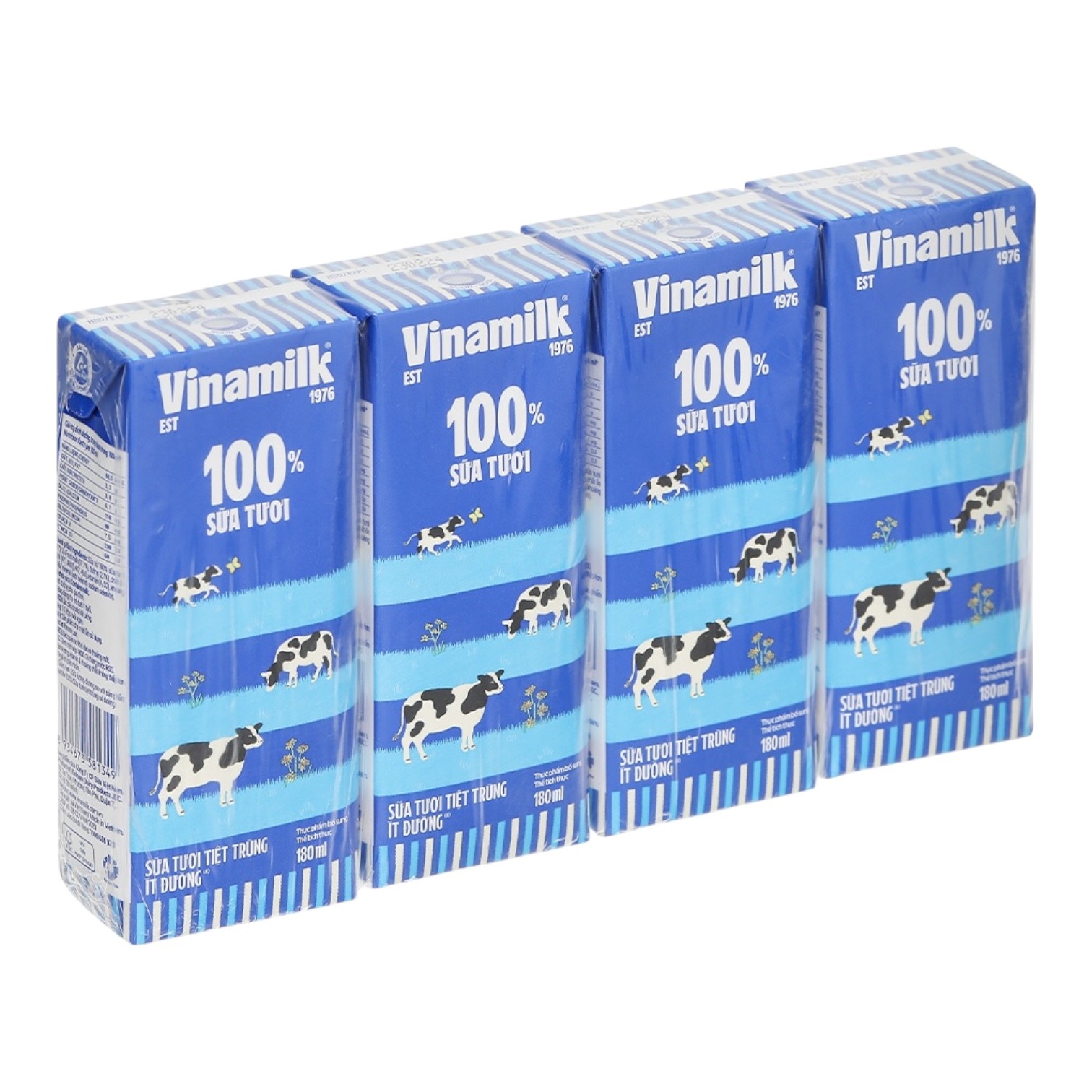 Get VINAMILK 100% LESS Sugar Fresh Milk 180ML X 4 Delivered | Weee ...