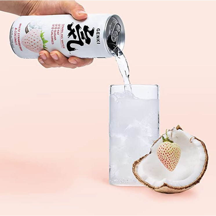 Genki Forest Sparkling Water, White Strawberry & Coconut Flavor 6pk - Weee!