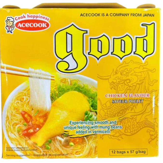 Acecook Good Instant Rice Noodle Chicken Flavour pack of 12 - Weee!