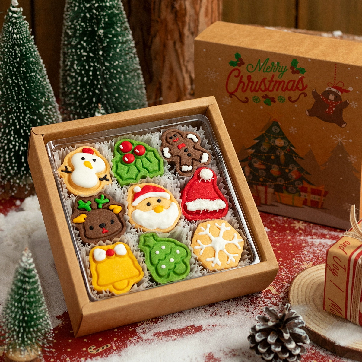 Get Christmas gift handmade cookies gift box icing gingerbread man 200g ...