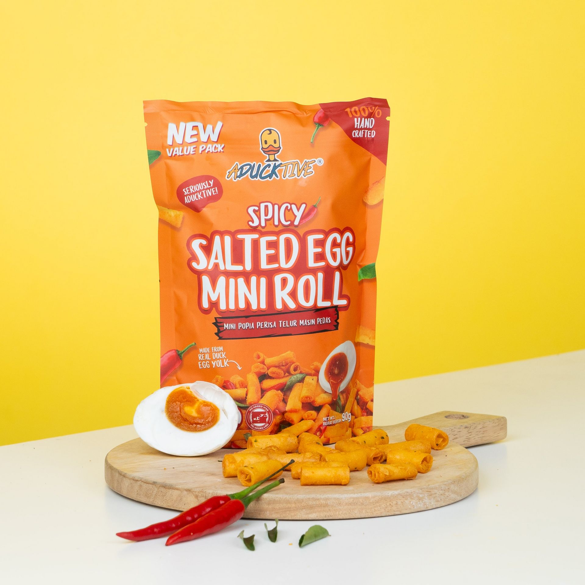SPICY SALTED EGG - SAVOURY MINI ROLL SNACK - Weee!