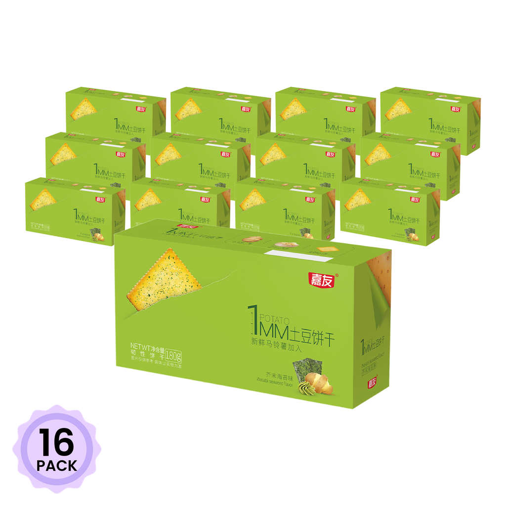 Get Jayoo 1MM Potato Crackers, Wasabi Seaweed Flavor 180 g*16 pack ...