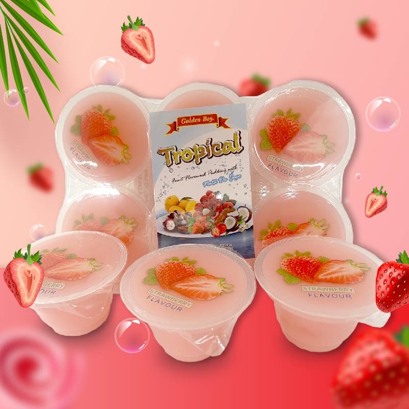 Get Tropical Pudding * Nata De Coco *strawberry Flavour * 6 pcs / tray ...