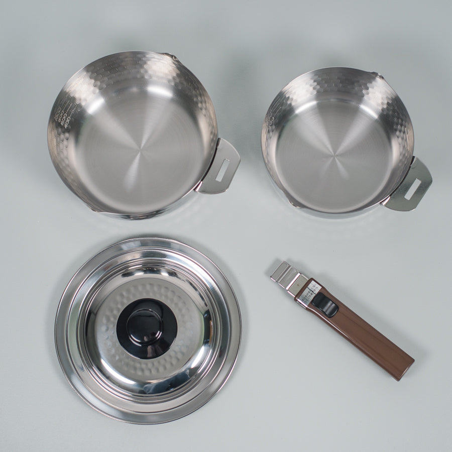 Get Yukihira Stainless Steel Saucepan Set with Lid and Removable Handle ...