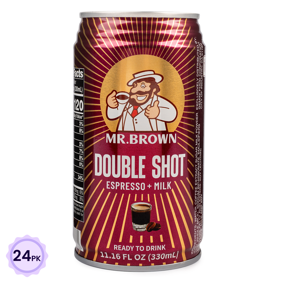 Get [Pack of 24] Mr. Brown Double Shot Espresso + Milk 330 ml Delivered | Weee! Asian Market