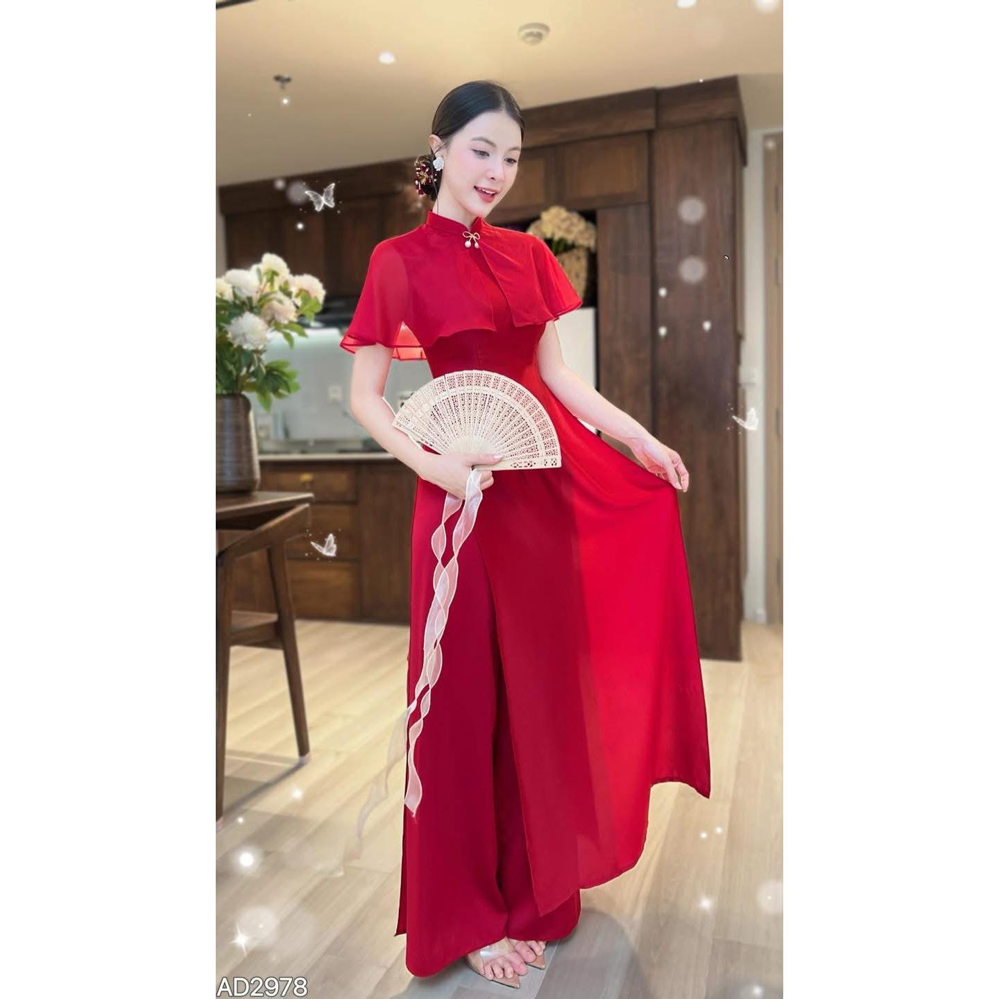 Get Cocolili Size XL AD2978 Silk Ao Dai Do 1 each Delivered | Weee ...