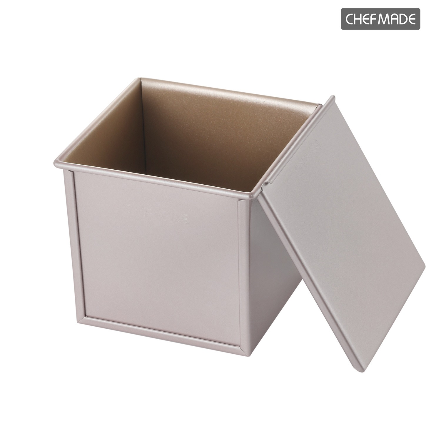 Get CHEFMADE Square Pullman Loaf Pan with Lid, 1Lb Dough Capacity Flat ...