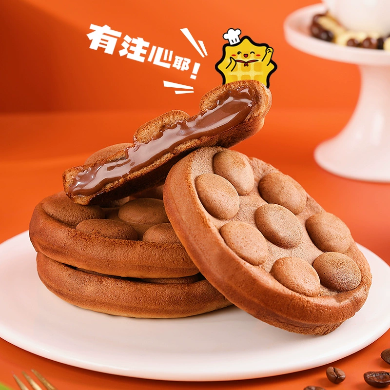 Get Ahuatian explosive egg waffle sandwich waffle chocolate cake 520g * 1 box about 10 packs ...
