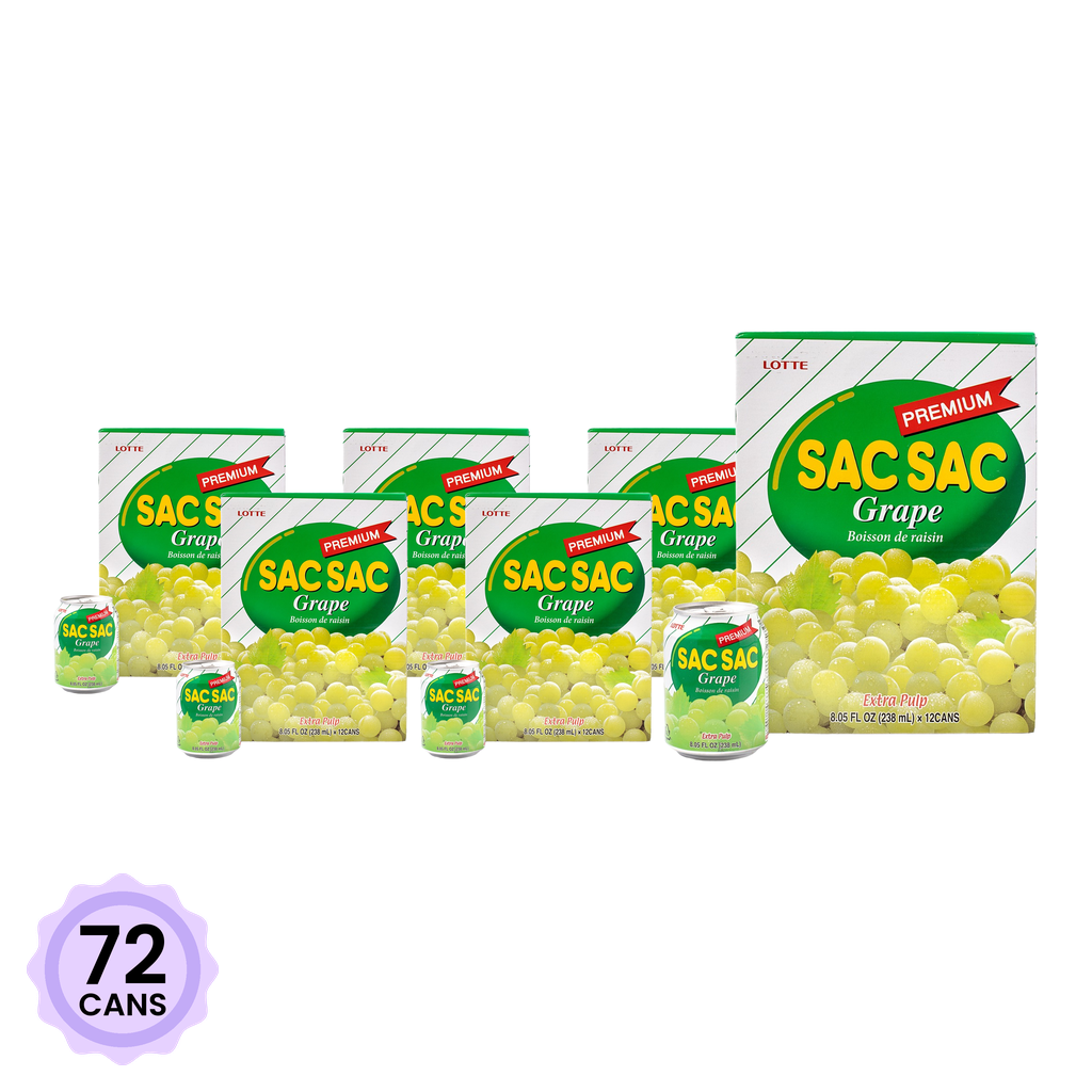 Get Lotte Sac Sac Grape Juice, Extra Pulp 238 ml*72 cans Delivered | Weee! Asian Market