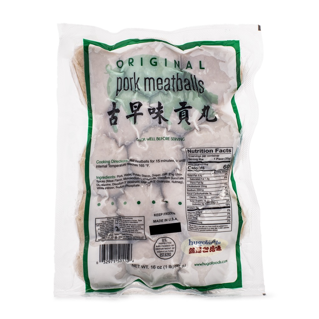 Get Hugo Foods Pork Meatballs Frozen 1 lb Delivered | Weee! Asian Market