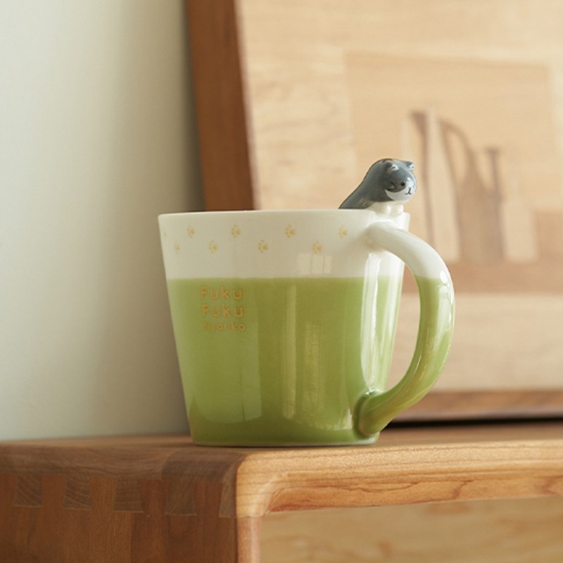 Get Lovely Ceramic Cat Mug -Light Green Delivered | Weee! Asian Market