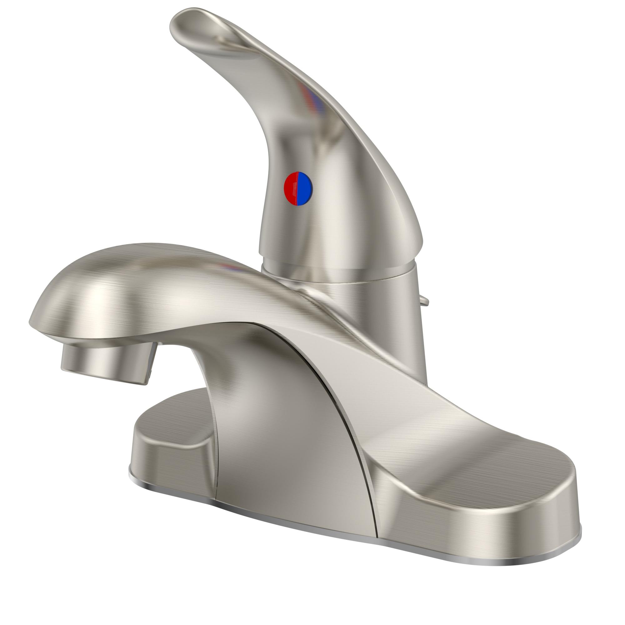 Get 4 in. Centerset 1-Handle Low-Arc Bathroom Faucet in Brushed Nickel ...