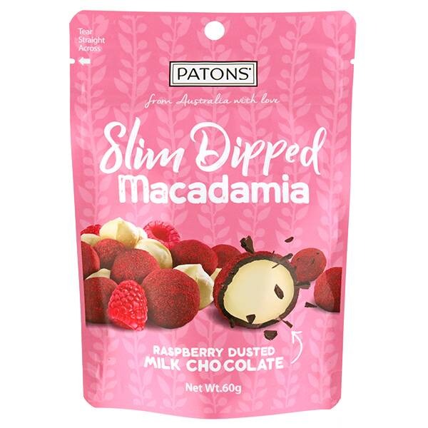 Get PATONS Slim Dipped Macadamia Raspberry Dusted Milk Chocolate 60g 1 ...