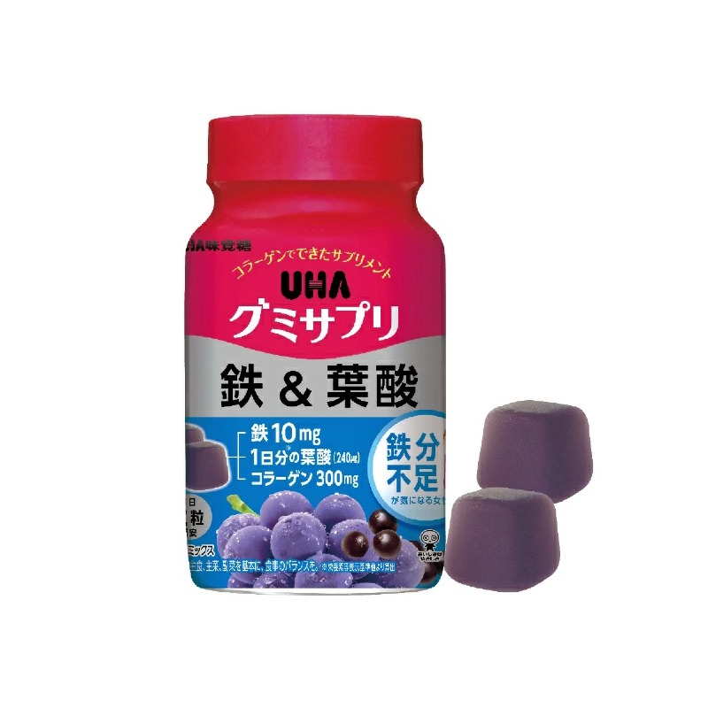 Get UHA Gummies Supplement Iron and Folic Acid Acai Berry Mixed Flavor 60 Tablets (3 Delivered ...
