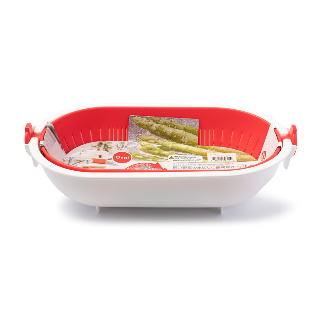 Kokubo Japan Spin Wheel Colander (Oval) (Red) KK-312 - Weee!