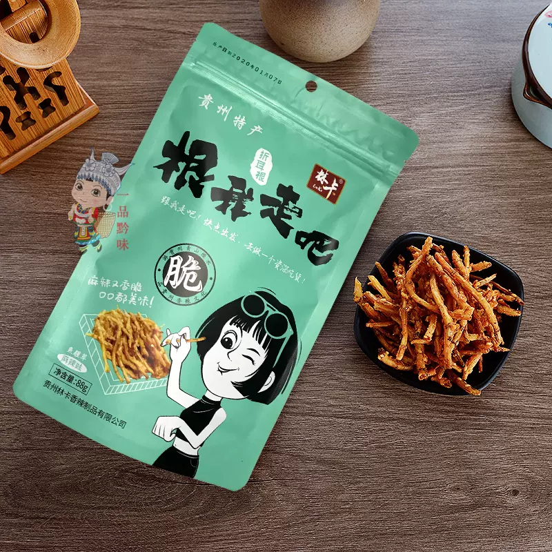 Guizhou special Guiyang spicy fold ear root fried Houttuyniae open bag ...