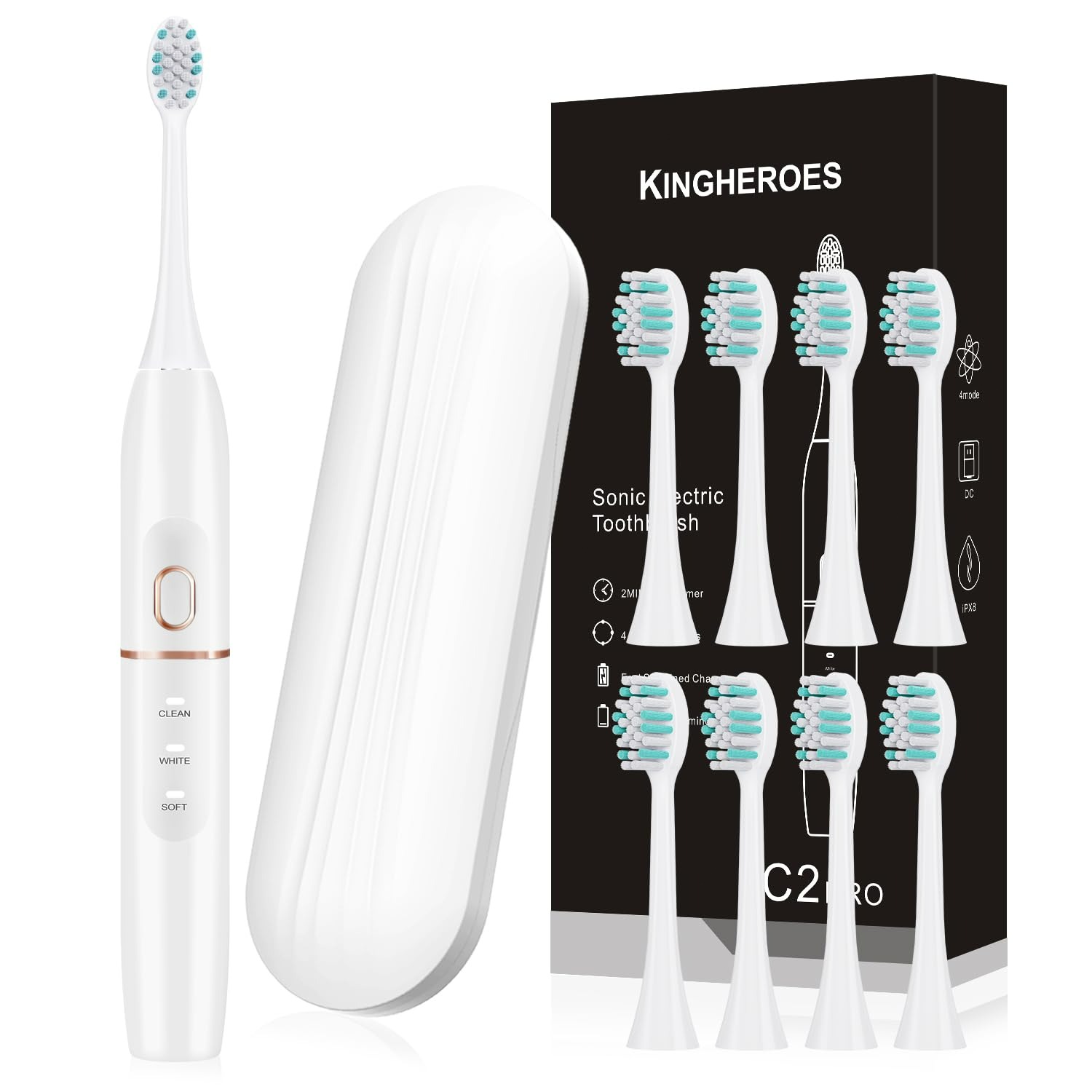 Get Electric Toothbrush Set with 8 Brush Heads & Case 1 each Delivered ...