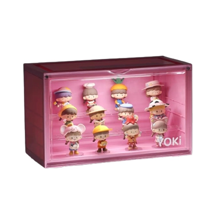 Get LED Light Blind Box Toy Storage Box Pop Mart Display Case Pink 17* ...
