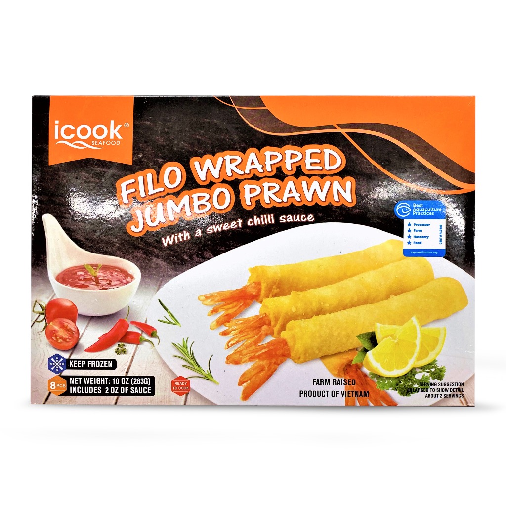 Get ICOOK Filo Wrapped Jumbo Prawn with Sweet Sauce, Frozen 8pc ...