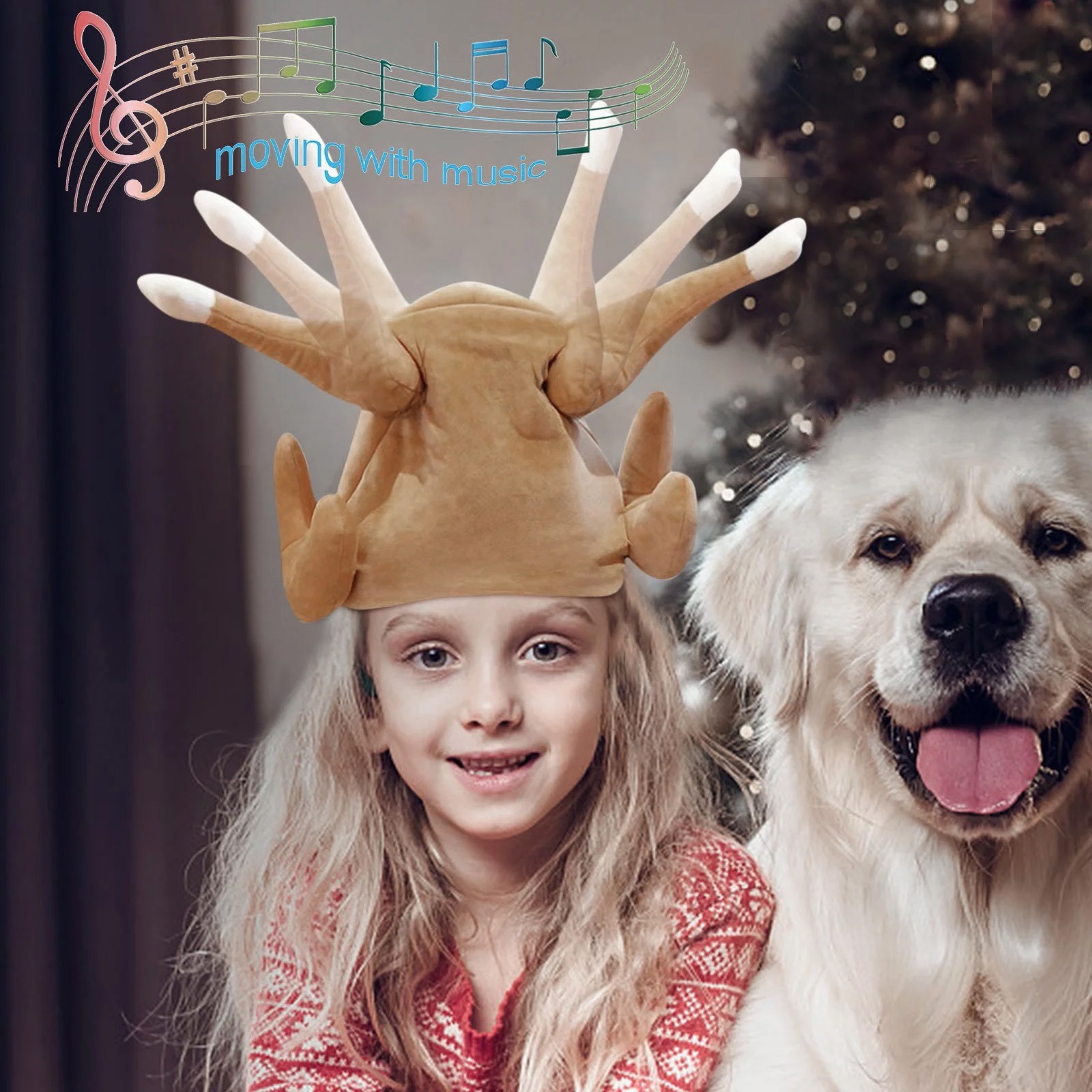Get Turkey Thanksgiving Hat Moving with Music Novelty Cooked Chicken ...
