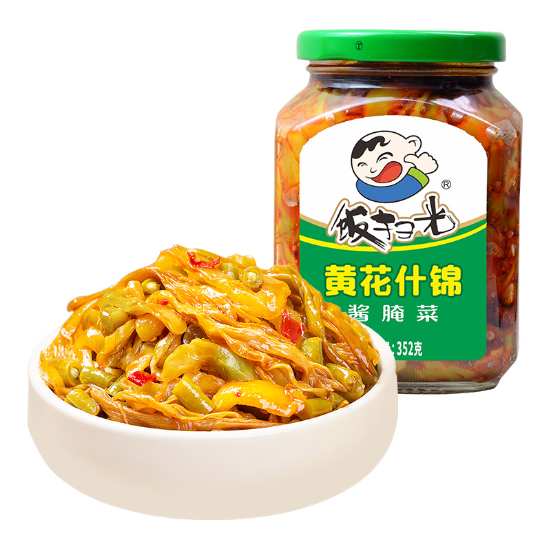 饭扫光下饭菜瓶装开味酱菜农家榨菜咸菜大全腌菜拌饭黄花什锦352g*1瓶 - Weee!