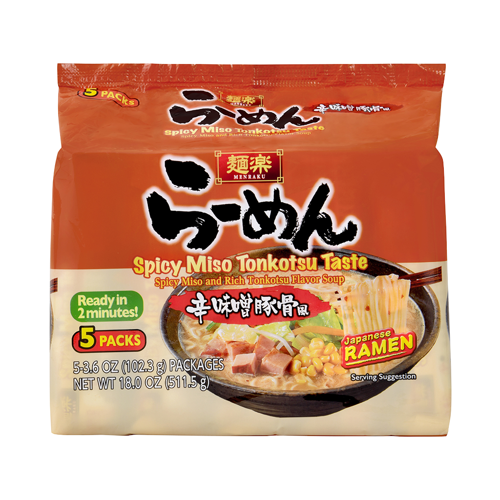 Get Hikari Menraku Spicy Miso Tonkotsu Noodle 5P 18 oz Delivered | Weee ...