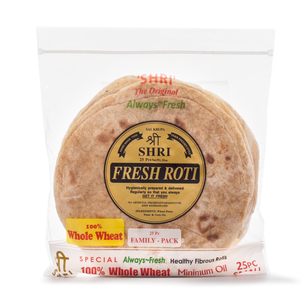 Get Shree Whole Wheat Fresh Roti (25 Pcs) Delivered | Weee! Asian Market