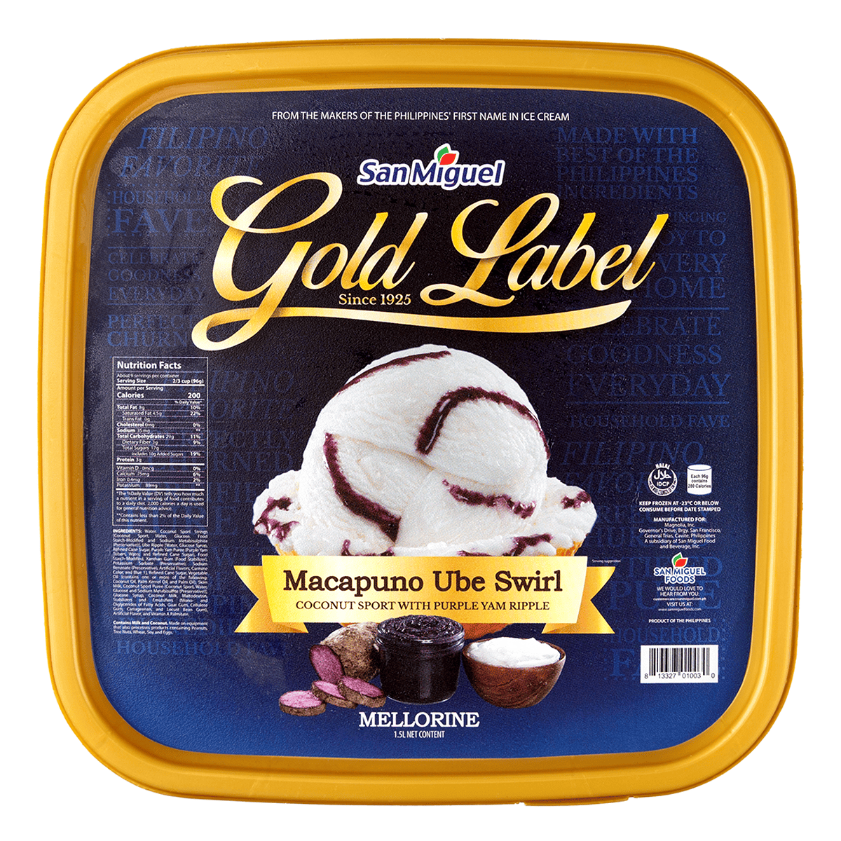 San Miguel Gold Label Macapuno Ube Swirl Ice Cream 50 온스 - Weee!