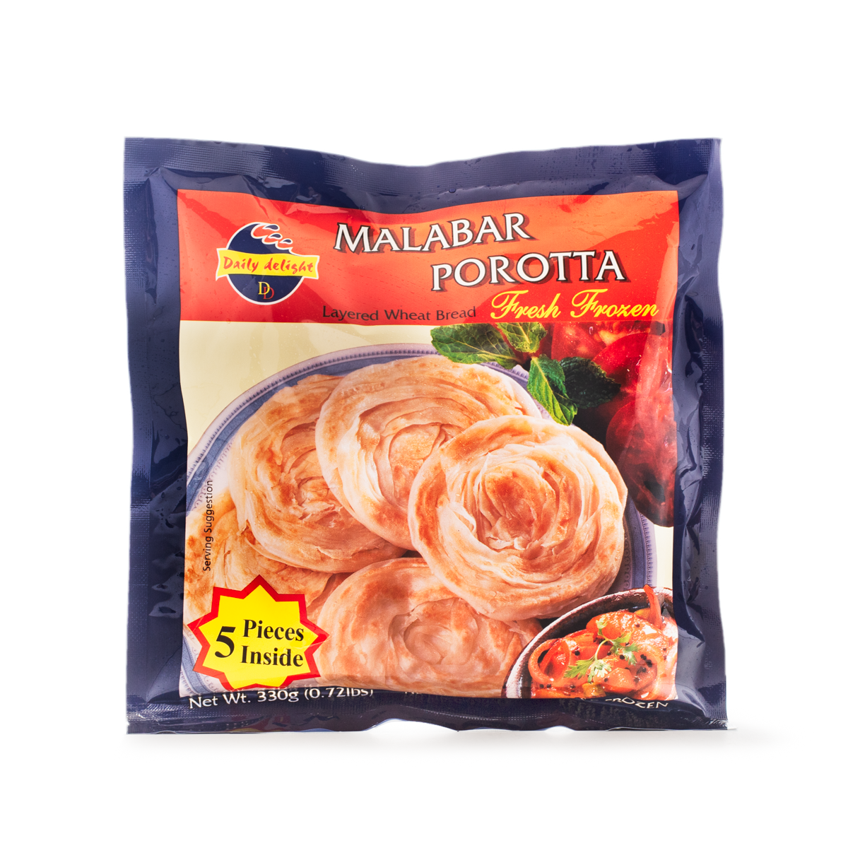 Get Daily Delight Malabar Porotta (Layered Wheat Bread) 5 pcs Delivered ...